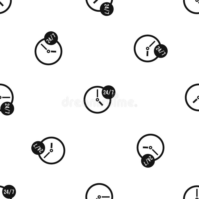 Clock 24 7 Pattern Seamless Black Stock Vector - Illustration of ...