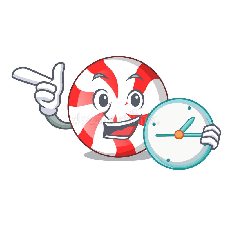 With Clock Peppermint Candy Character Cartoon Stock Vector ...