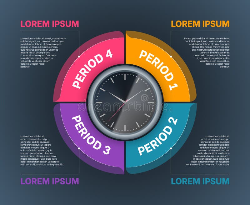Clock with Period Segments of Circular Shape Stock Vector ...