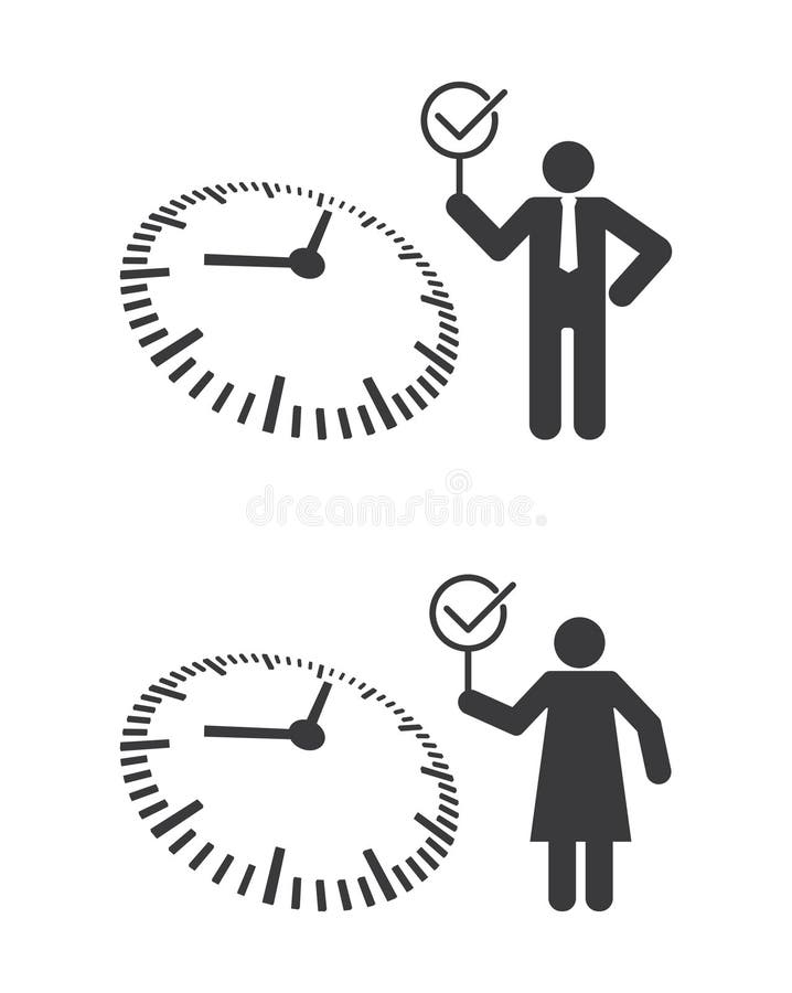 Clock with Person Man and Woman Icon Stock Vector - Illustration of ...