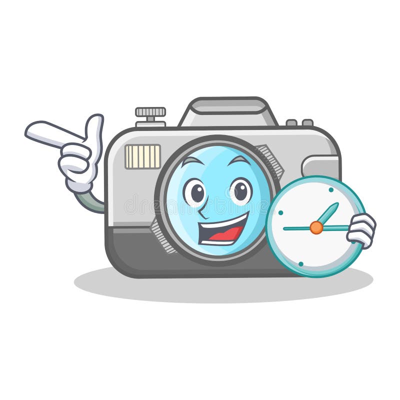With Clock Photo Camera Character Cartoon Stock Vector - Illustration ...