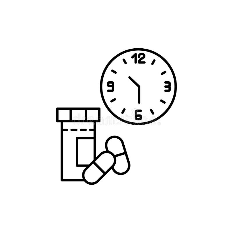 Clock, Pills Icon. Simple Line, Outline Vector Elements of Time ...