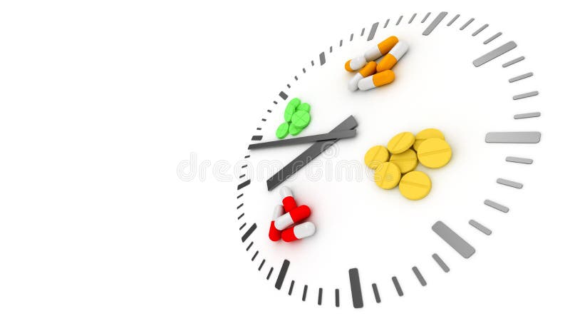 Clock Pills. Pill Tablet Clock. Pill Time Stock Illustration ...