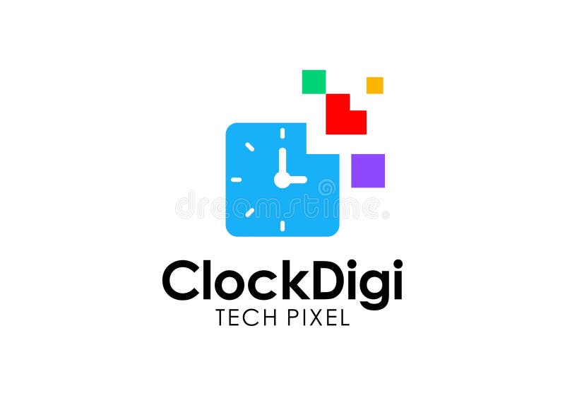 Clock Pixel Digital Creative Logo Design Vector Stock Illustration ...