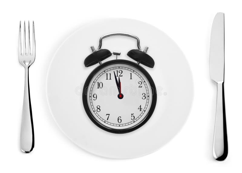 Lunch time on white stock image. Image of drink, break - 112984443