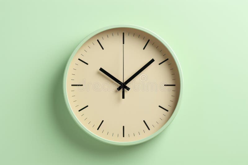 Clock Placed Against a Mint-green Wall, AI-generated. Stock ...