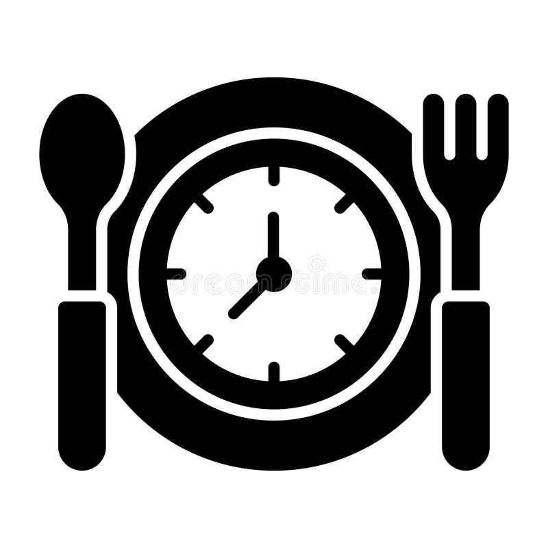 Clock on Plate with Spoon and Fork Denoting Concept Vector of Fasting ...