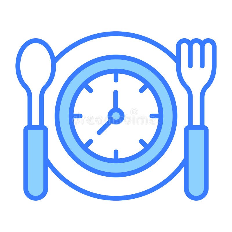 Clock on Plate with Spoon and Fork Denoting Concept Vector of Fasting ...