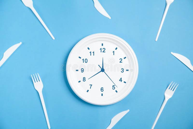 Clock in the Plate. Time To Eat Stock Photo - Image of concept, dining ...