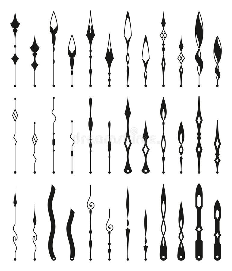 Clock Pointer Arrows Black Silhouette Chronometer Elements Clock Arms