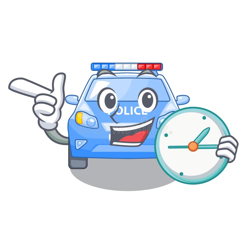 With Clock Police Car in the Shape Character Stock Vector ...