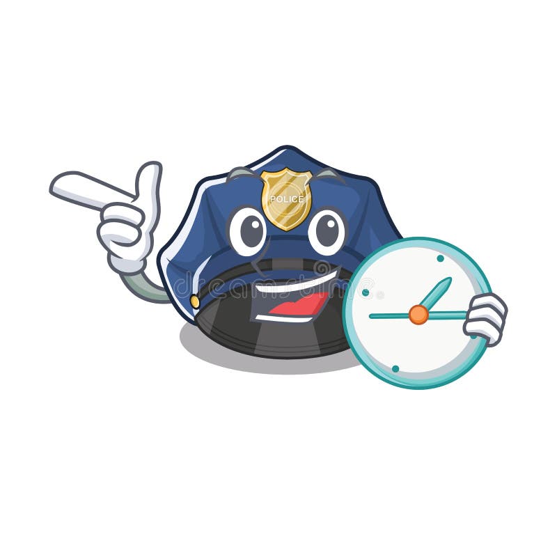 With Clock Police Hat in the Character Shape Stock Vector ...
