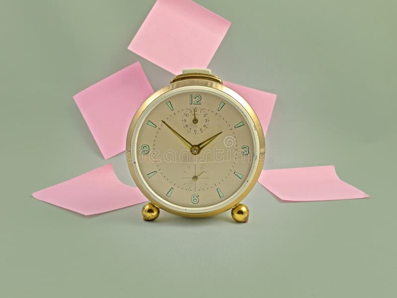 Clock and post-its stock photo. Image of alarm, clock - 36276302