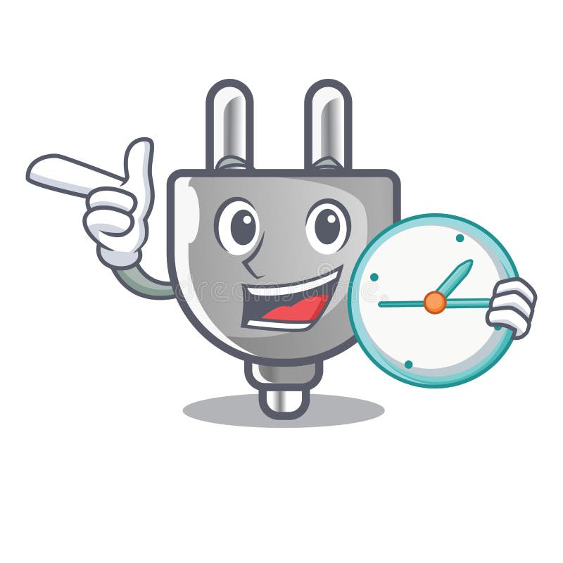 With Clock Power Strip Attaches the Cartoon Table Stock Vector ...