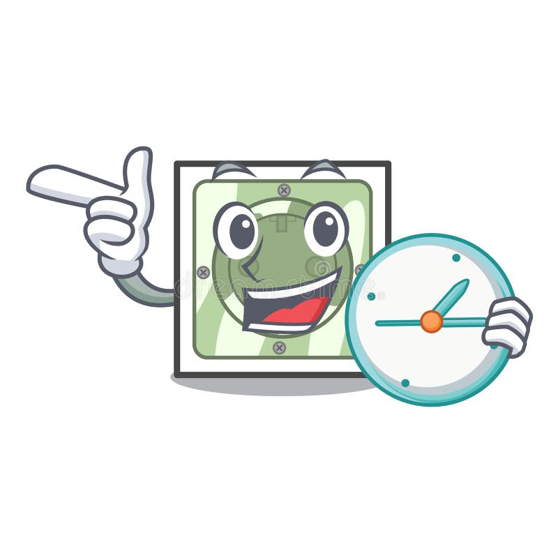 With Clock Power Socket Attached the Mascot Wall Stock Vector ...