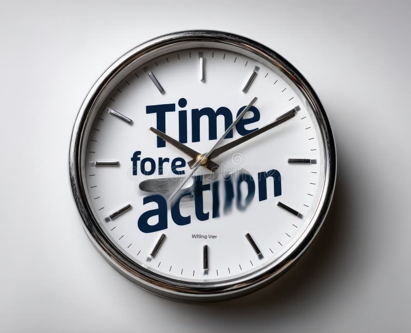 This is a Clock that Prominently Displays the Phrase Time for Action ...