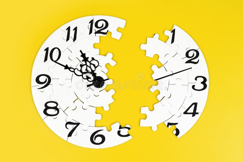 Clock Puzzle Halved: Time Share Stock Illustration - Illustration of ...