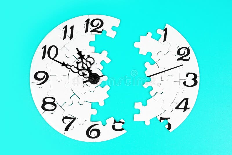 Clock Puzzle Split in Half stock photo. Image of face - 308717612