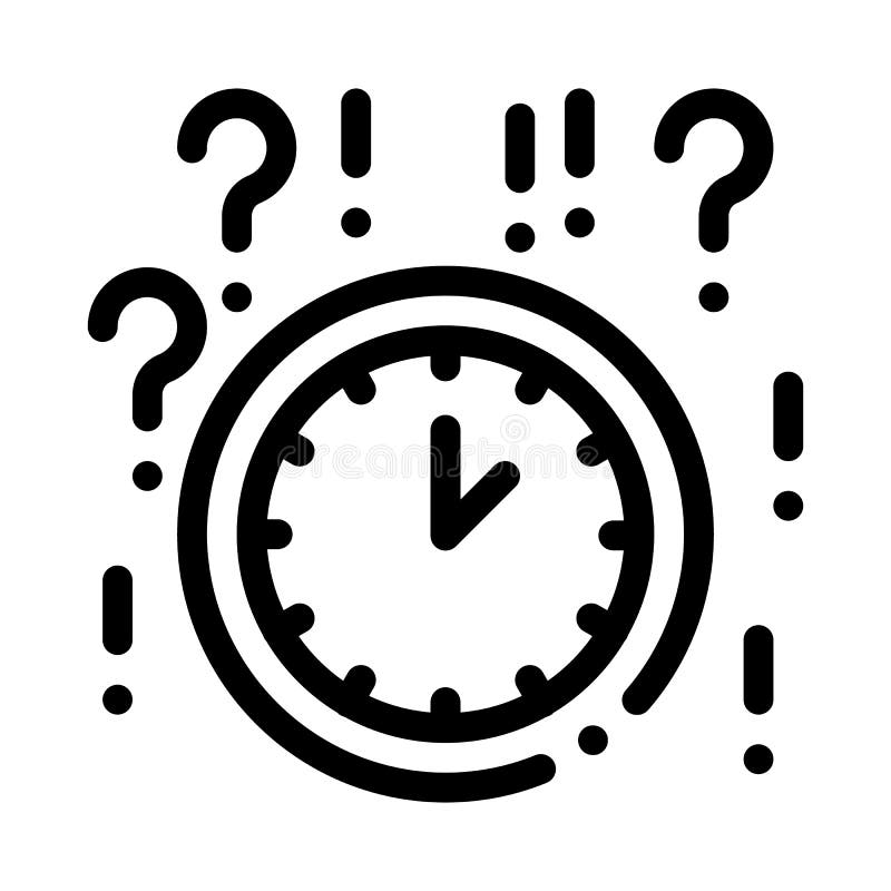 Clock and Question Mark Icon Outline Illustration Stock Vector ...
