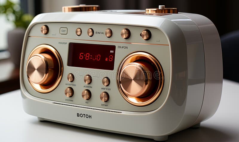 Clock Radio on Table stock photo. Image of music, time - 344887428