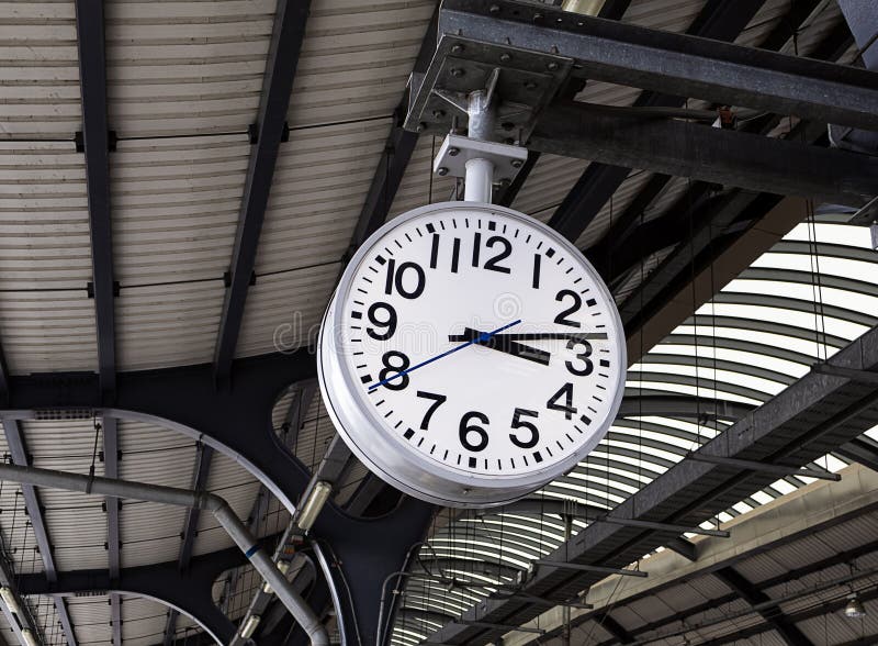 Clock at Railway Station in Bangkok Stock Image - Image of industry ...