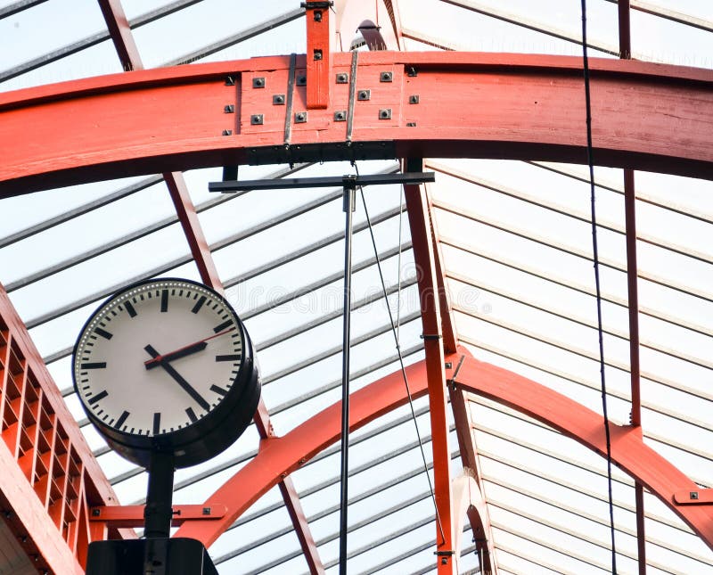 Clock at Railway Station - Travel Concept Stock Image - Image of round ...