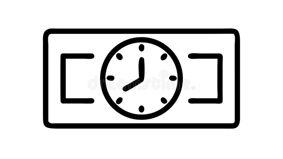 Clock in a Rectangle Icon, Representing Time or Schedule , Vector ...
