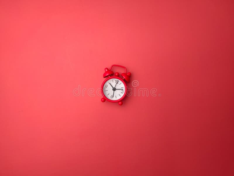 Clock on a Red Background. Background and Texture Concept Stock Photo ...