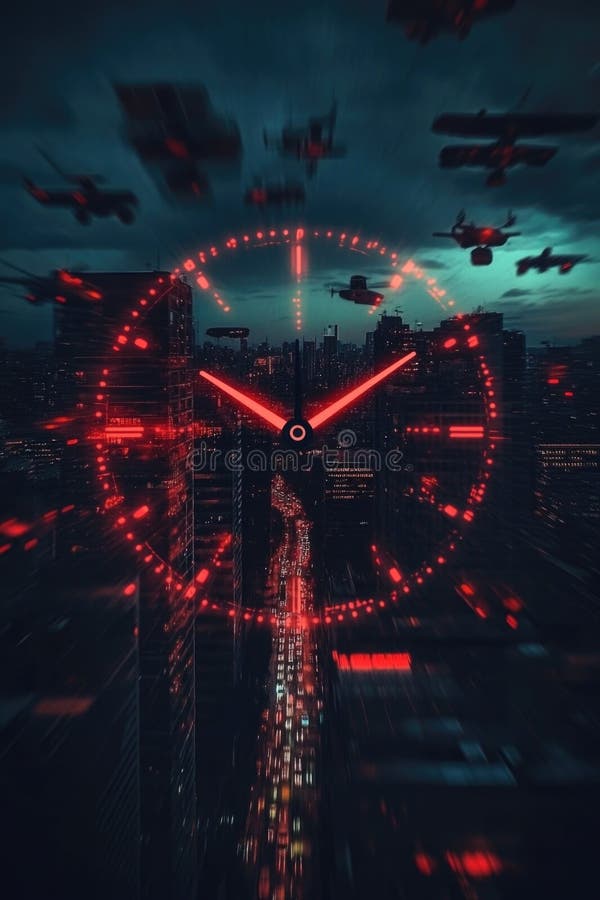 Clock with Red Hands is Set at 11:55 Stock Image - Image of business ...