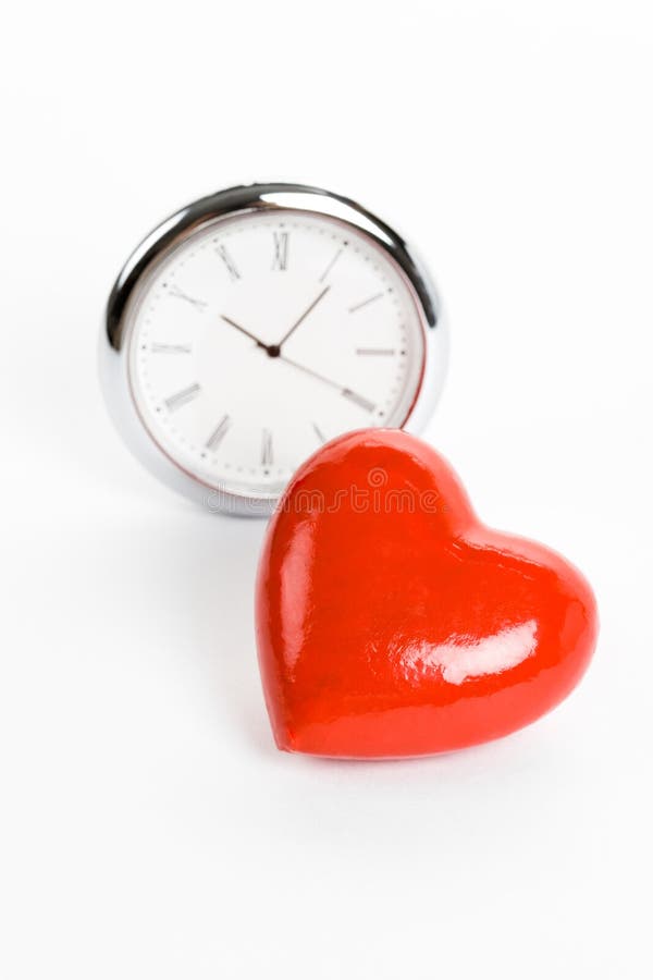 Clock and Red Heart stock image. Image of clock, time - 11599495