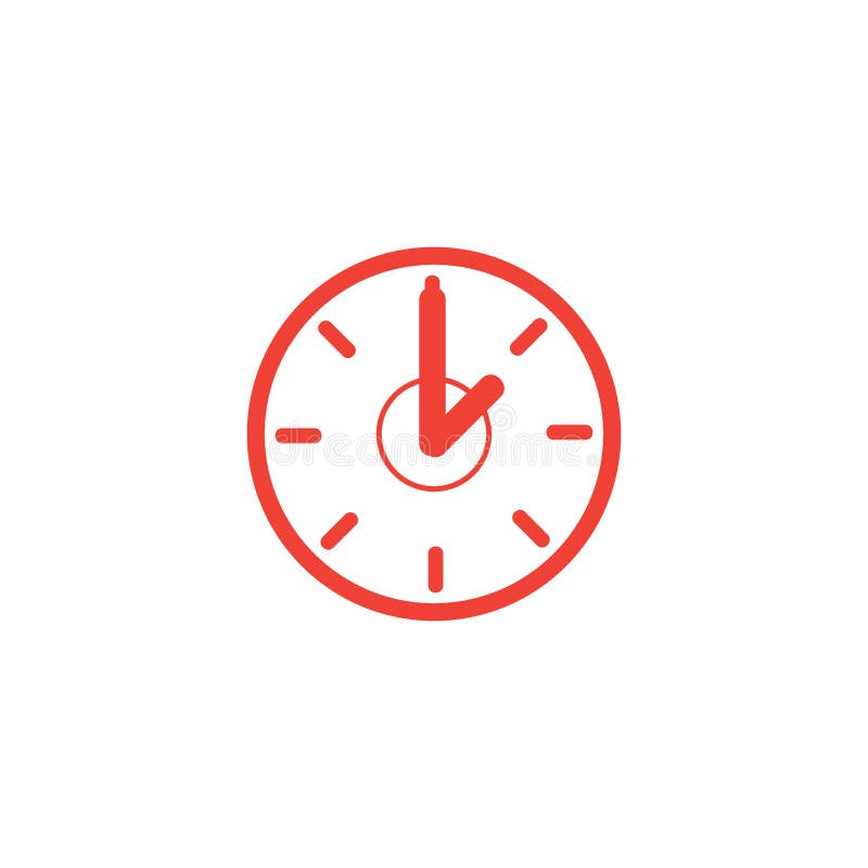 Clock Red Icon on White Background. Red Flat Style Vector Illustration ...