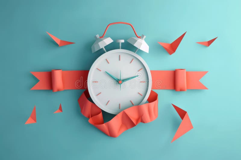 A Clock with a Red Ribbon Around it. Can Be Used for Time Management ...