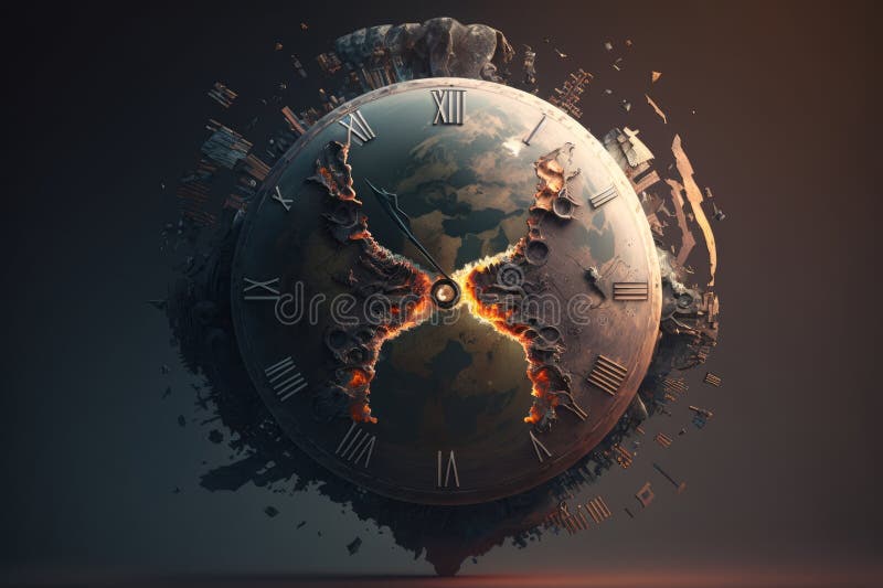 Clock Representing the End of the World, Time is Passing. Generative AI ...
