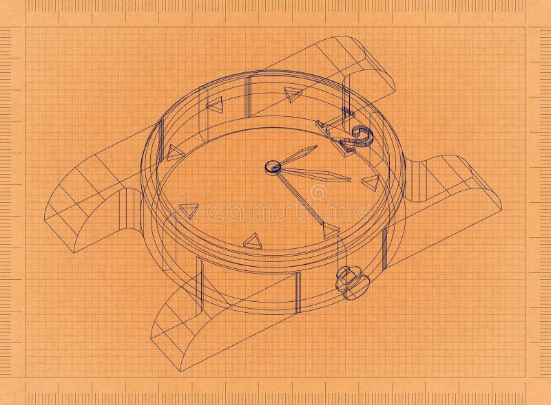 Vintage Clock Mechanism Architect Blueprint Stock Illustration ...