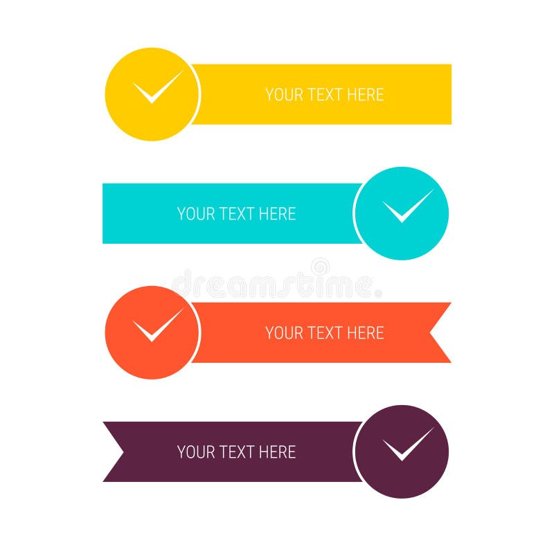 Clock Ribbon Banners. Multi-colored Ribbons with Clockfaces, Flat Style ...