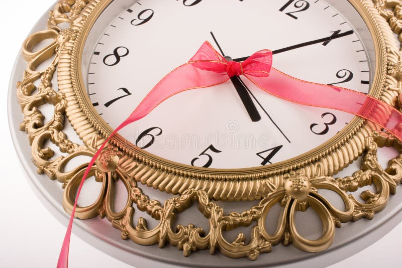 Clock with a ribbon stock image. Image of ribbon, time - 122896453