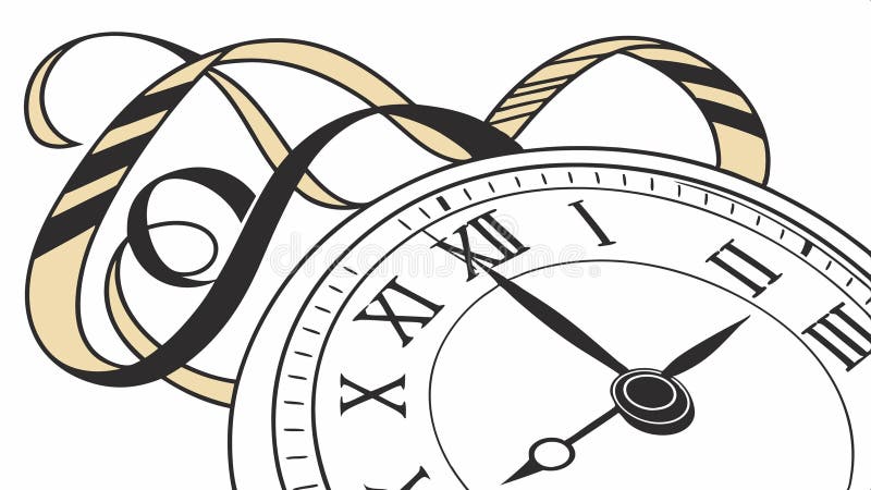 Clock with Ribbon, Time and Schedule Management Symbol Vector Design ...