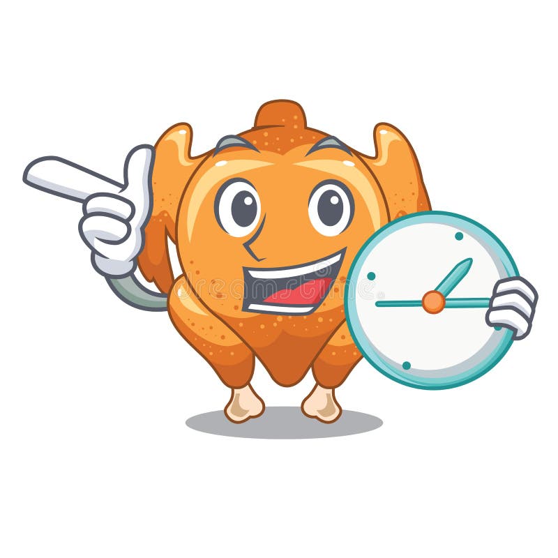 With Clock Chicken Nuggets on Above Cartoon Plate Stock Vector ...