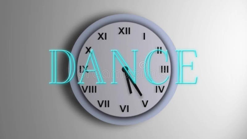 Clock with Roman Numerals and DANCE Text Animation Over it Stock Video ...