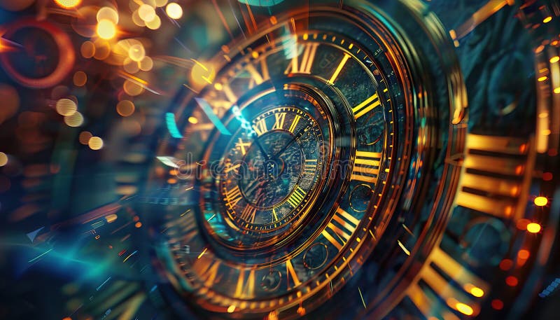 A Clock with Roman Numerals is Shown in a Circle with a Blue Background ...