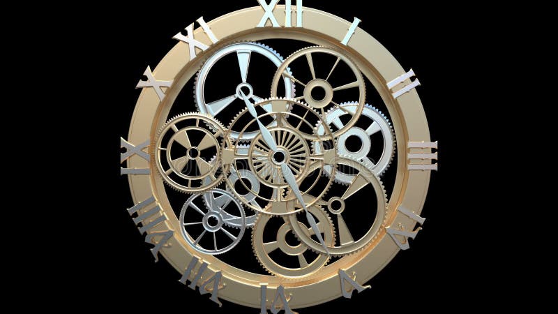 Clock with Rotating Gears and Arrows Stock Footage - Video of machine ...