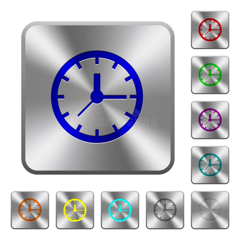Clock Rounded Square Steel Buttons Stock Vector - Illustration of icons ...