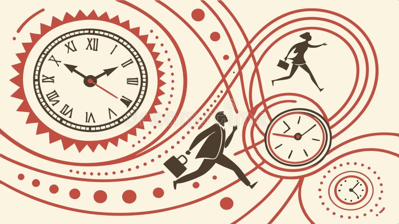 Clock with Running Figures, Time and Motion Concept Vector Design ...