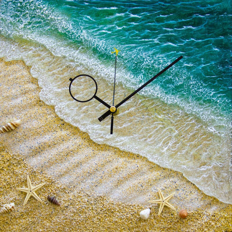 Clock with Sea Dial and Shells. Stock Photo - Image of design, water ...