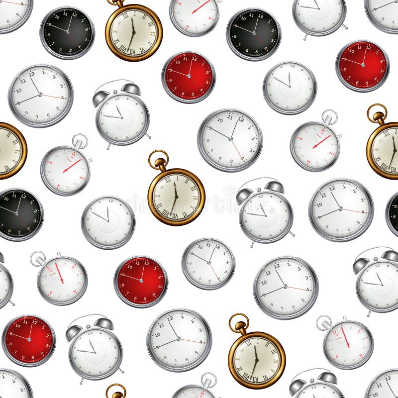 Clock, seamless pattern stock vector. Illustration of business - 20633917