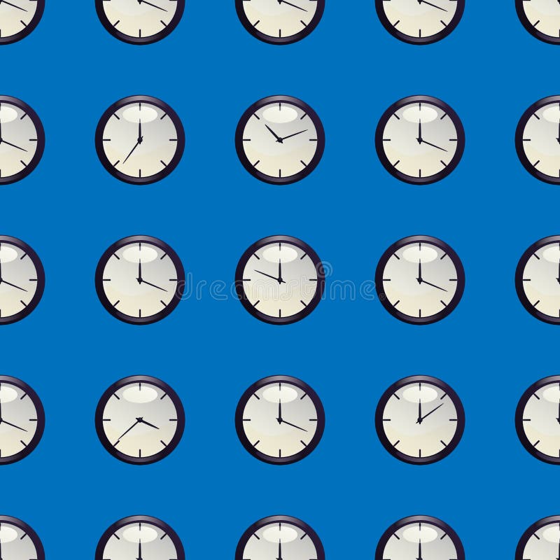 Clock seamless pattern stock vector. Illustration of blue - 139895493