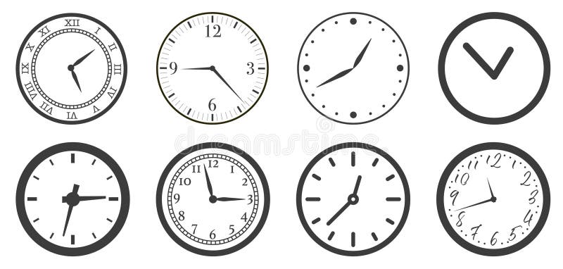 Clock. Set of Clocks in Flat Style Stock Vector - Illustration of ...