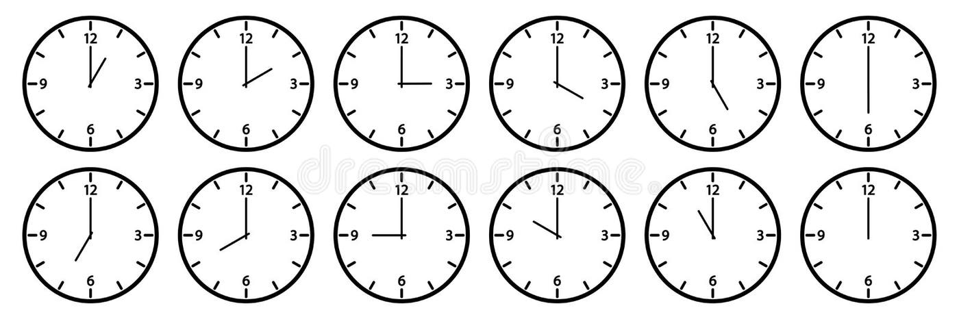 Clock Different Times Stock Illustrations – 331 Clock Different Times ...