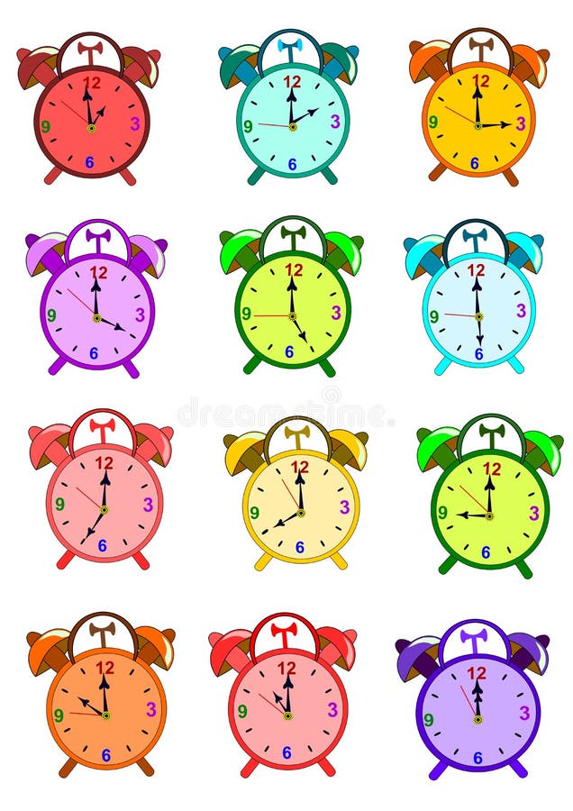 Clock Set stock vector. Illustration of ringing, scrapbook - 47237600