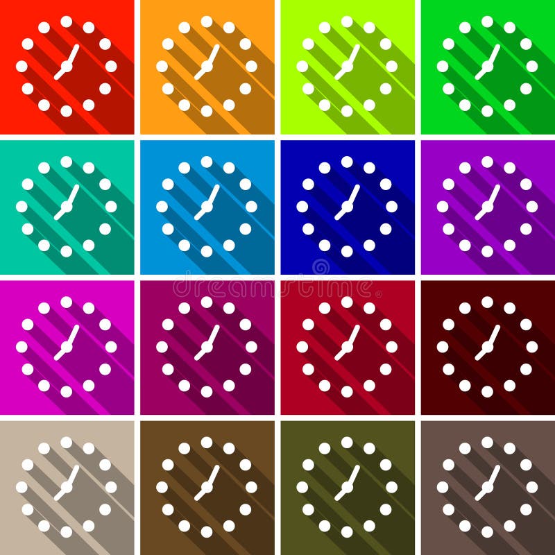 Colorful Clock Icons Set Isolated Stock Vector - Illustration of sign ...